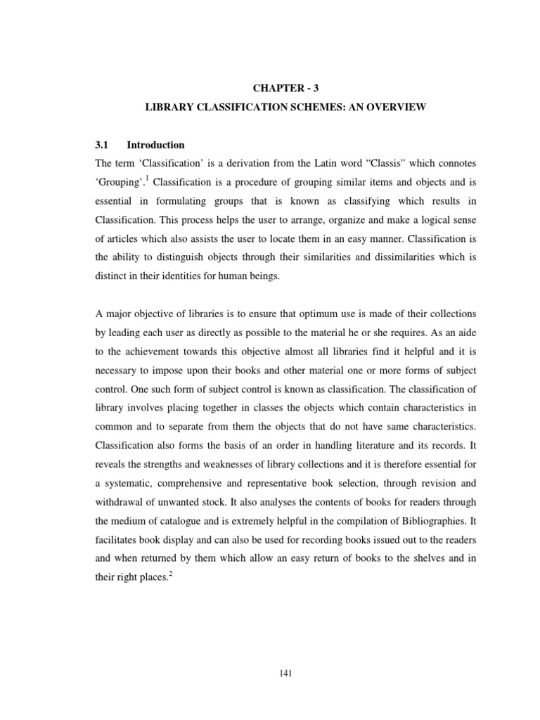 Chapter - 3 Library Classification Schemes: An Overview | PDF ...
