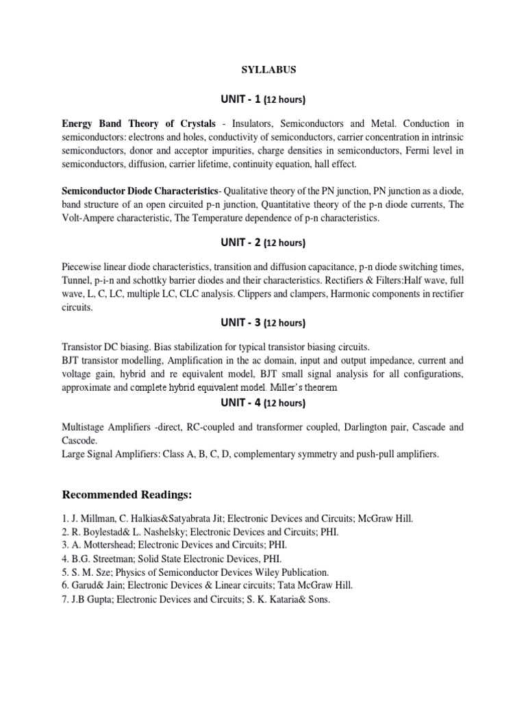 EDC 1 (RC 2016-17) Syllabus | PDF