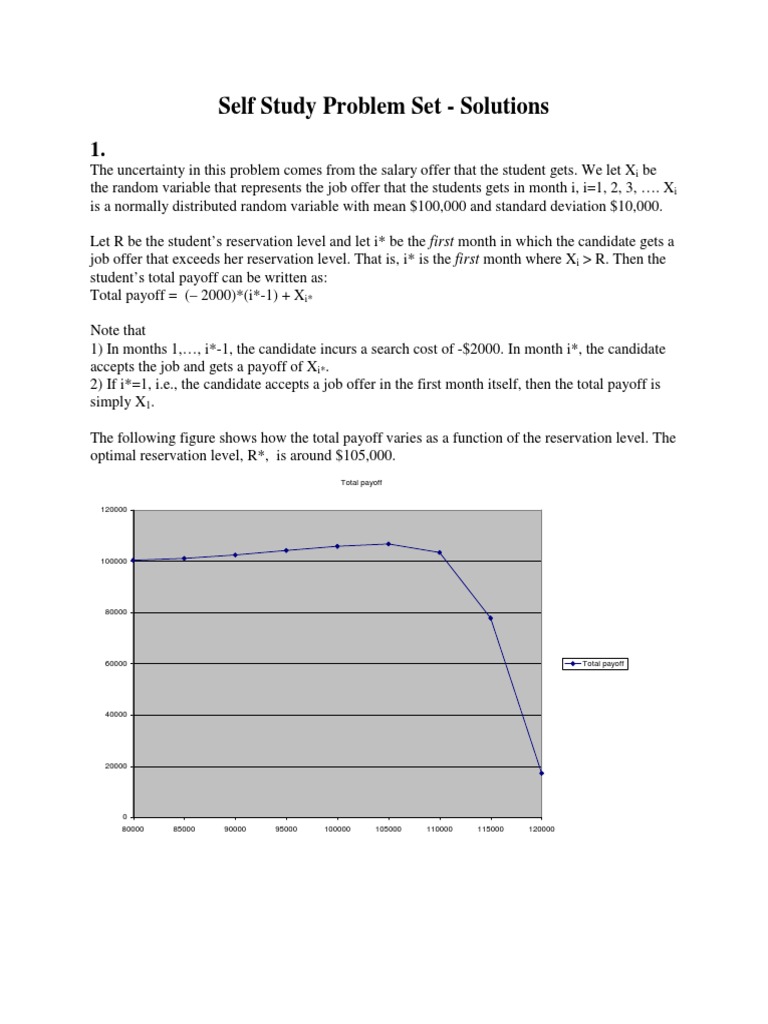 Self Study Problem Set - Solutions: Total Payoff | PDF | Variance | Mean