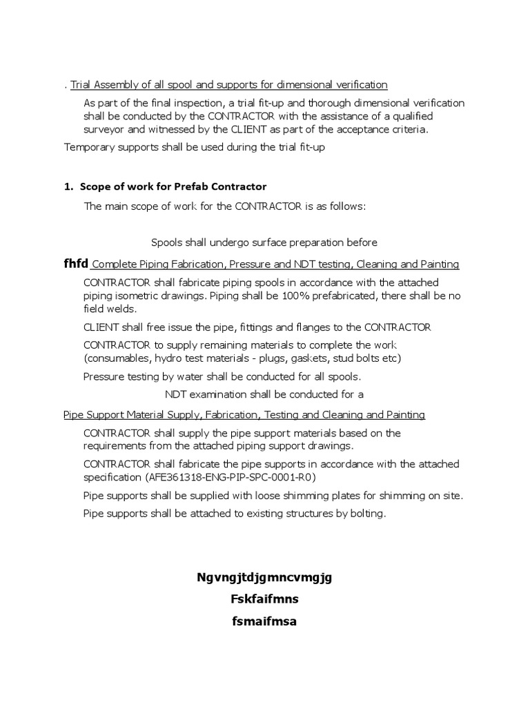 Scope of Work For Prefab Contractor | PDF | Nondestructive Testing ...