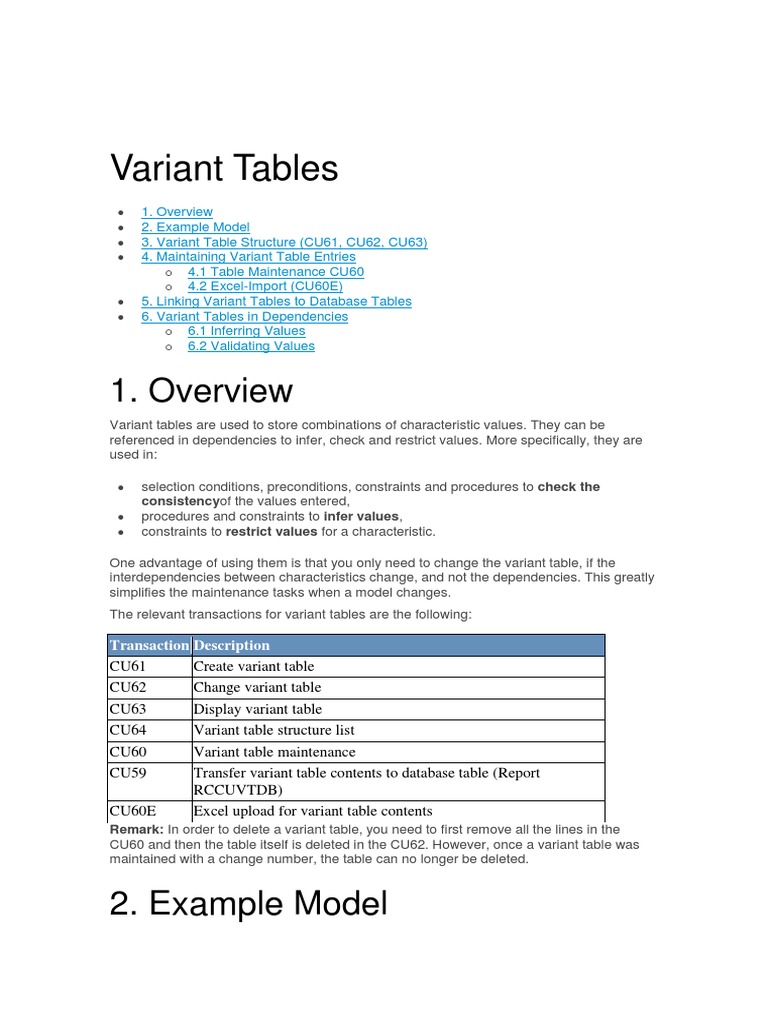 Variant Tables: 1. Overview | PDF | Databases | Matrix (Mathematics)
