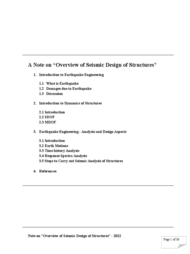 A Note On "Overview of Seismic Design of Structures" | PDF | Normal ...