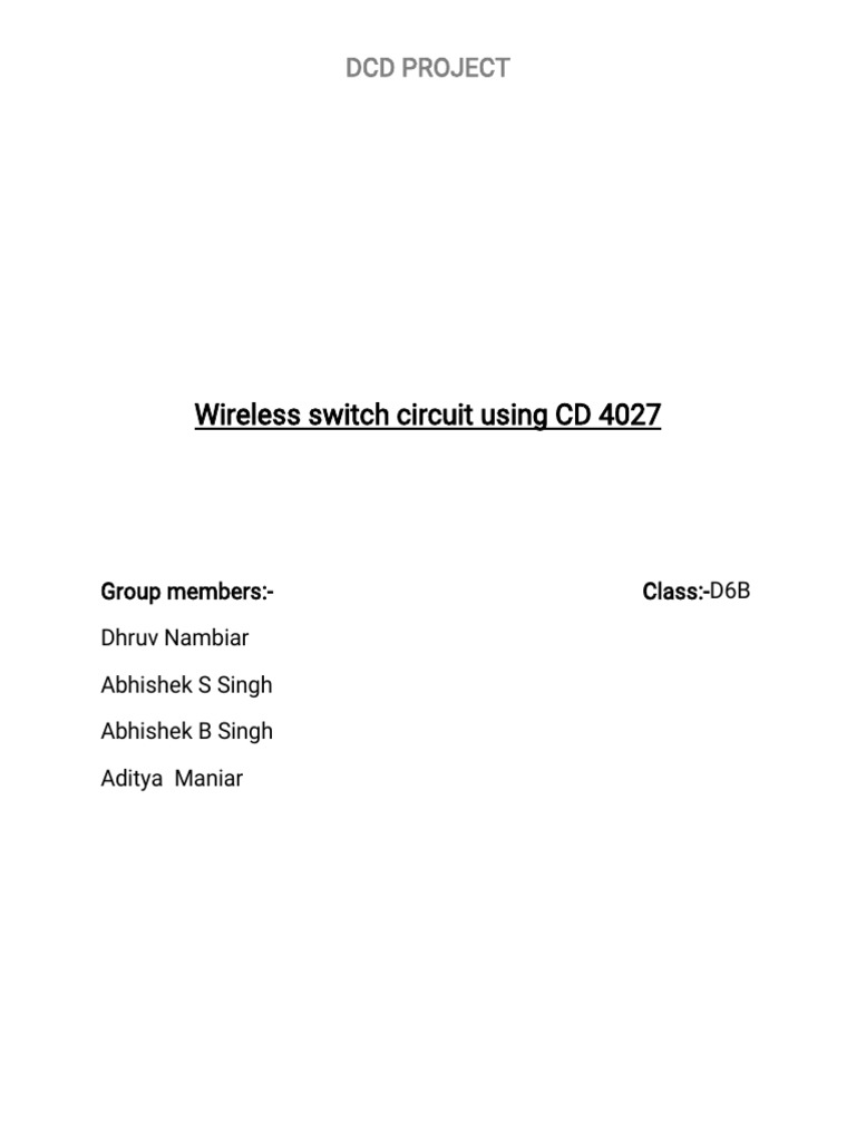 Wireless Switch Circuit with CD4027 | PDF | Electrical Components ...