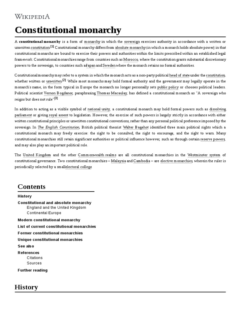 Constitutional Monarchy | Download Free PDF | Monarchy Of The United ...