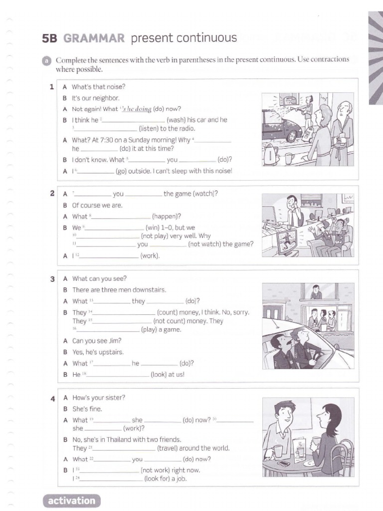 Exercício Paulo e Amanda Present Continuous | PDF