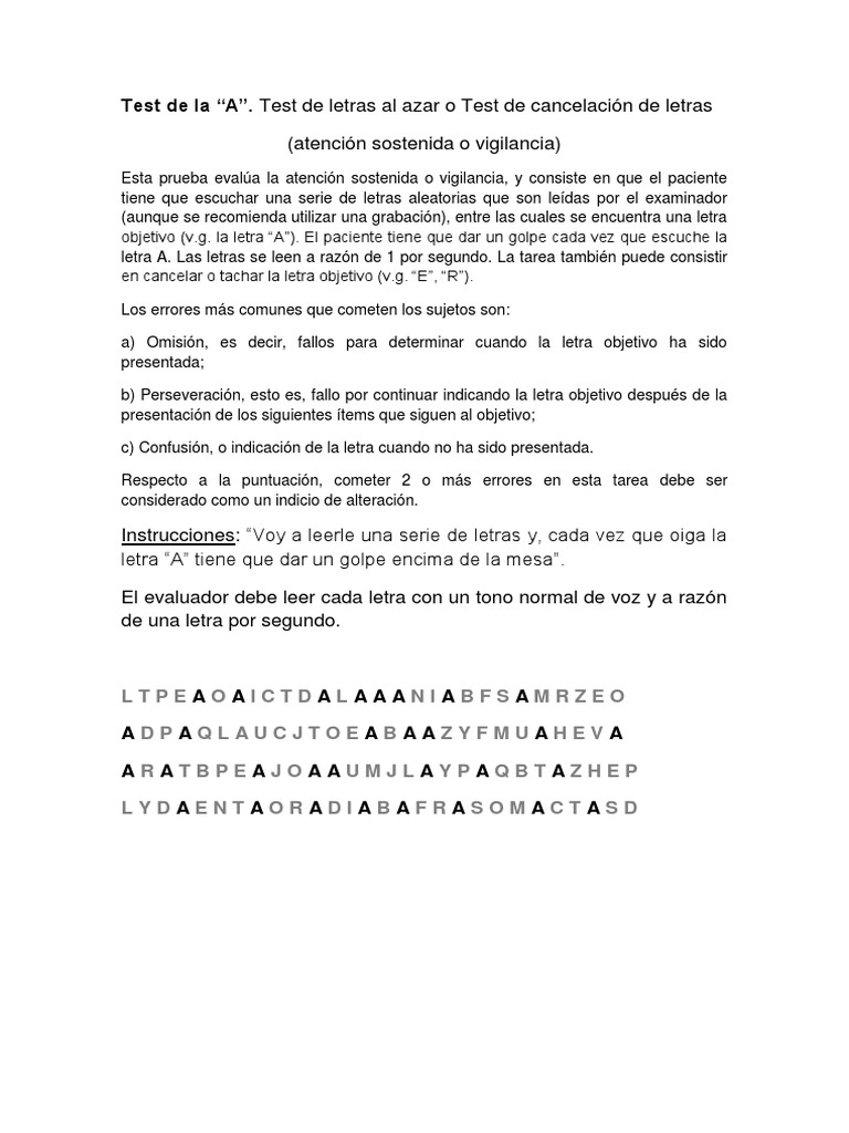 Test de La A | PDF