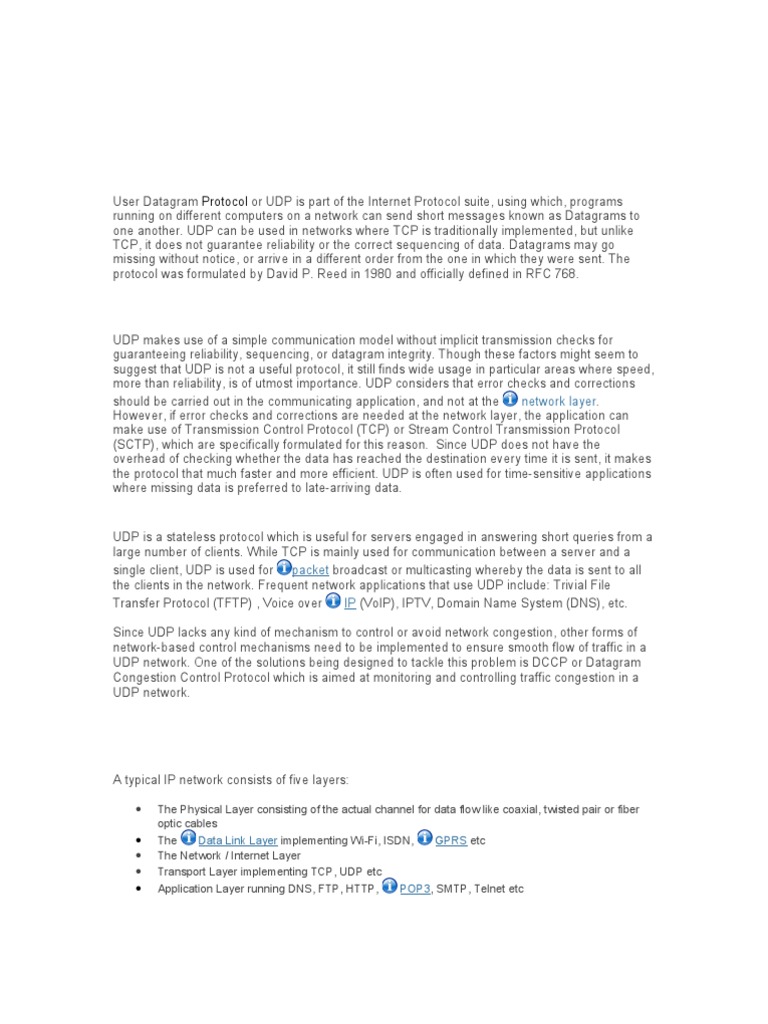 User Datagram | Download Free PDF | Port (Computer Networking) | Transmission Control Protocol
