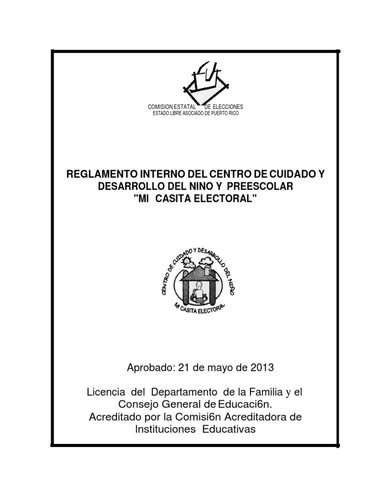 Reglamento Interno Del Centro de Cuidado y Desarrollo Del Niño y ...