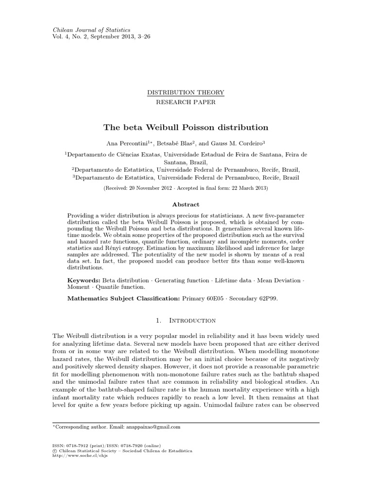 The Beta Weibull Poisson Distribution PDF | PDF | Poisson Distribution ...