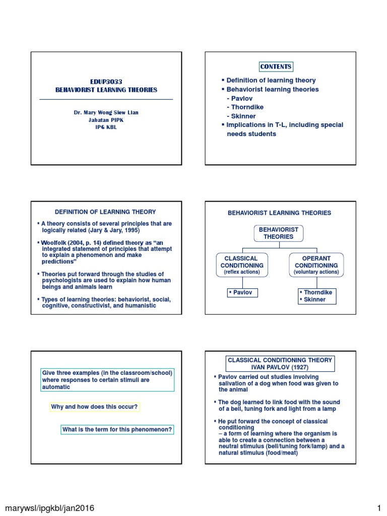 Learning and Learner Notes | PDF | Classical Conditioning | Reinforcement
