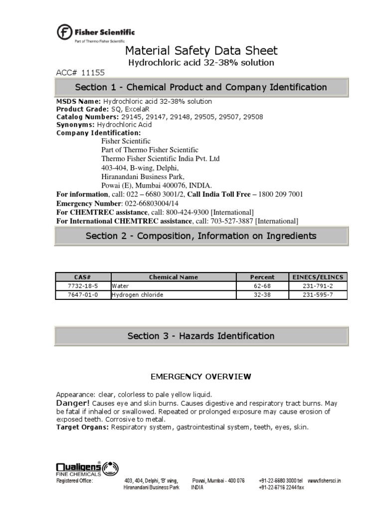 Material Safety Data Sheet: Section 1 - Chemical Product and Company ...