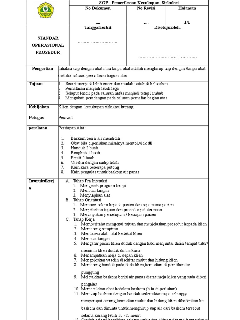 SOP Pemeriksaan Kecukupan Sirkulasi Siip | PDF