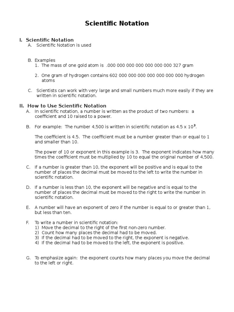 Scientific Notation Notes | Download Free PDF | Multiplication ...