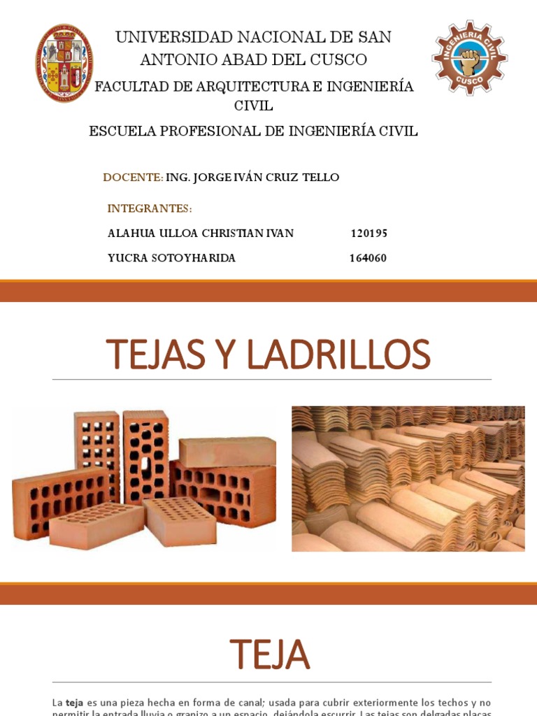 Tejas y Ladrillos | PDF | Ladrillo | Albañilería