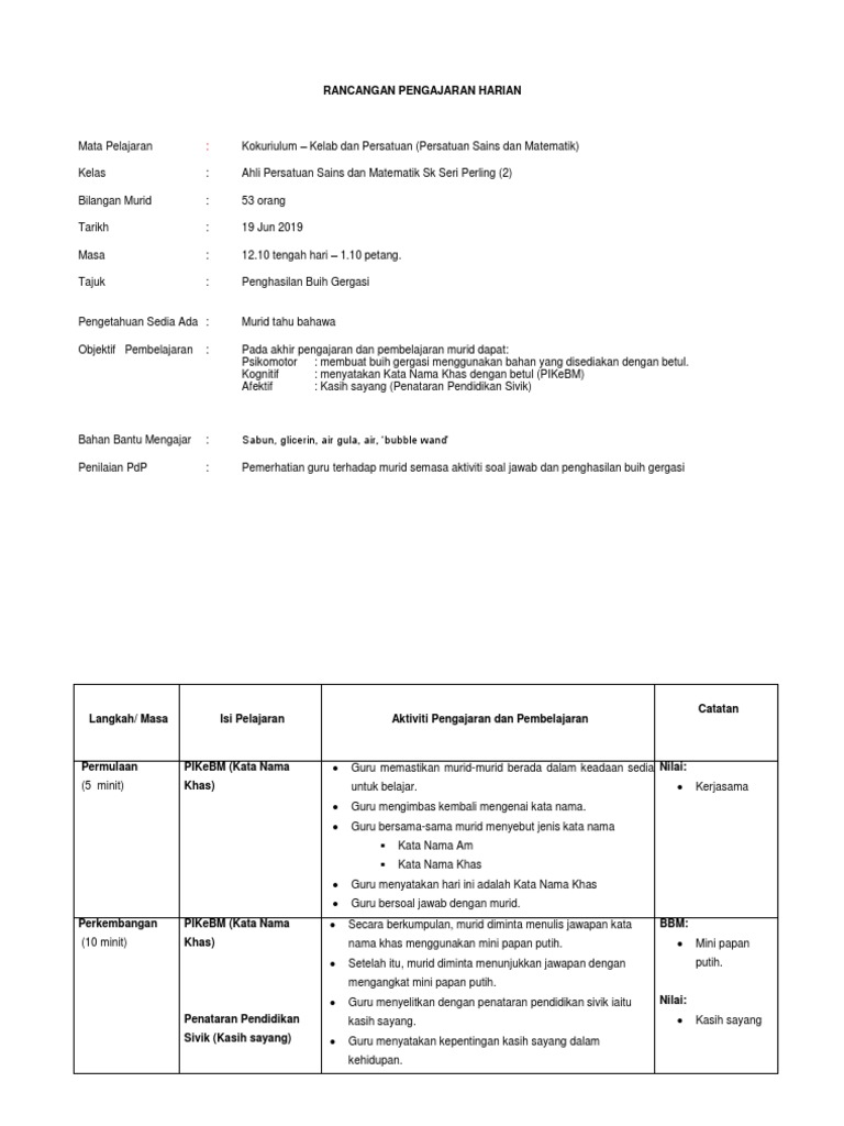 19 Jun RPH Kokurikulum | PDF