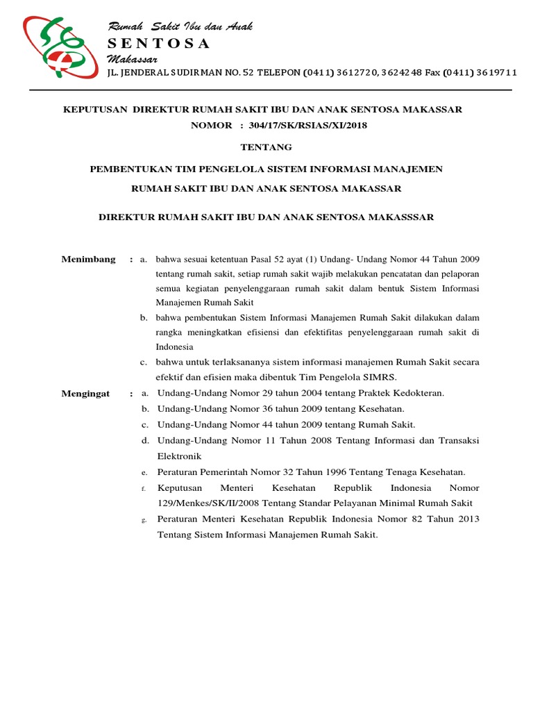 SK Tim Unit SIMRS | PDF