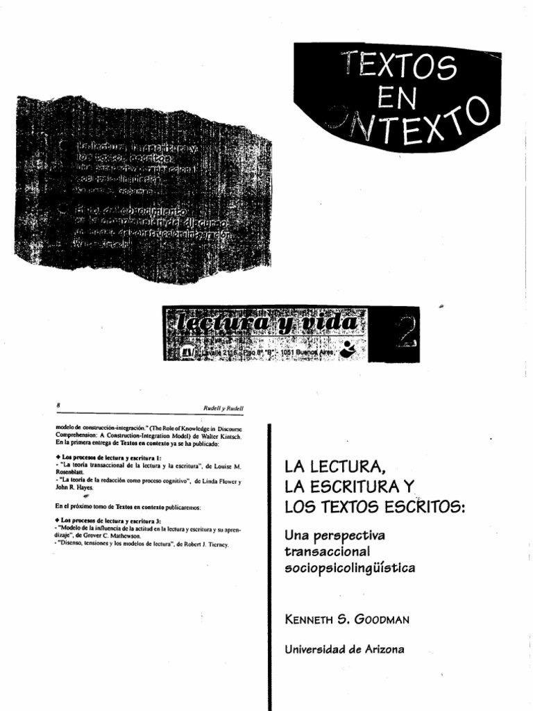 Goodman, Kenneth (1996) - La Lectura, La Escritura y Los Textos ...