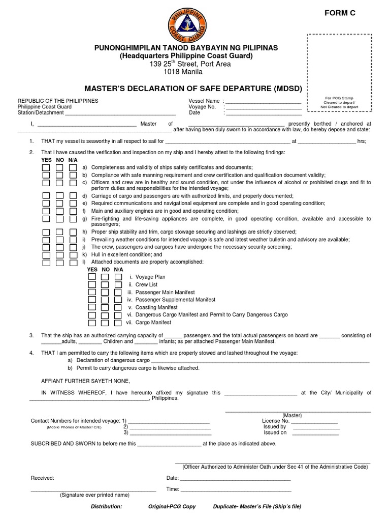 Formc MDSD Form | PDF | Ships | Cargo
