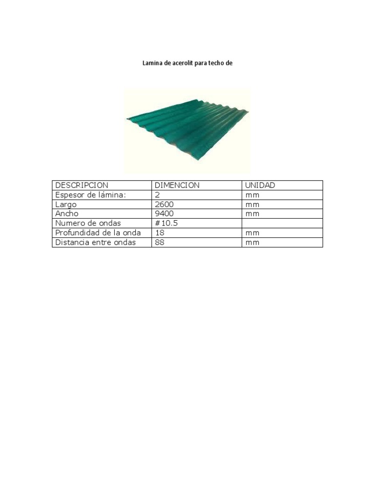 Lamina de Acerolit | PDF