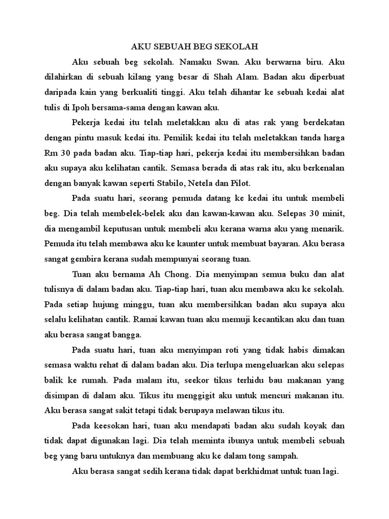 Aku Sebuah Beg Sekolah Tahun 5 Pdf