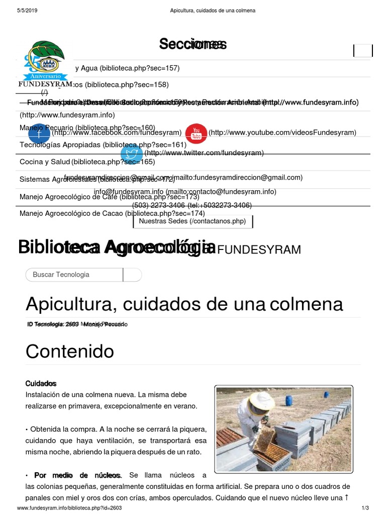 Apicultura, Cuidados de Una Colmena | PDF | Apicultura | Colmena Apicultura, Cuidados de Una Colmena | PDF | Apicultura | Colmena