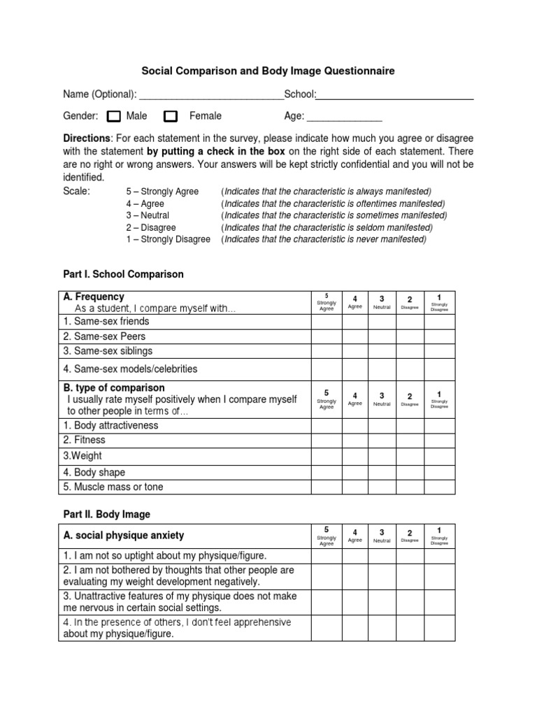 Social Comparison and Body Image Questionnaire | PDF | Body Image ...