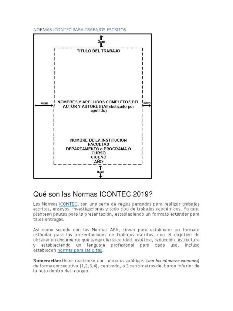 Normas Icontec 2019 para Trabajos Escritos | PDF | Bibliografía