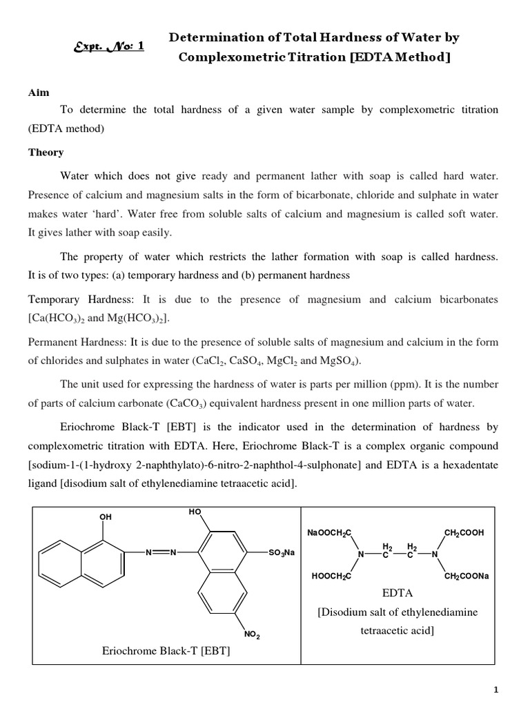 Expt. No: 1111: Determination of Total Hardness of Water by ...
