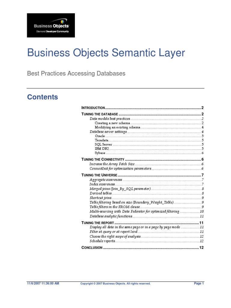 BO Best Practices Data Connectivity | PDF | Databases | Database Index