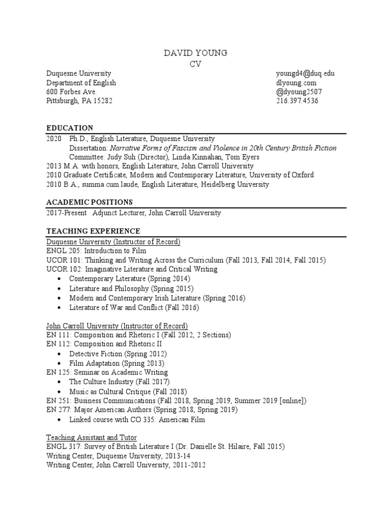 Scribd CV | PDF | University | Academia