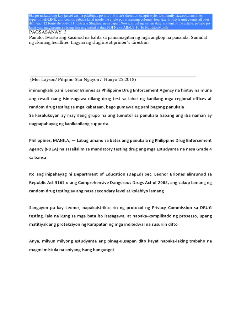 Copyreading Exercises2017 | PDF