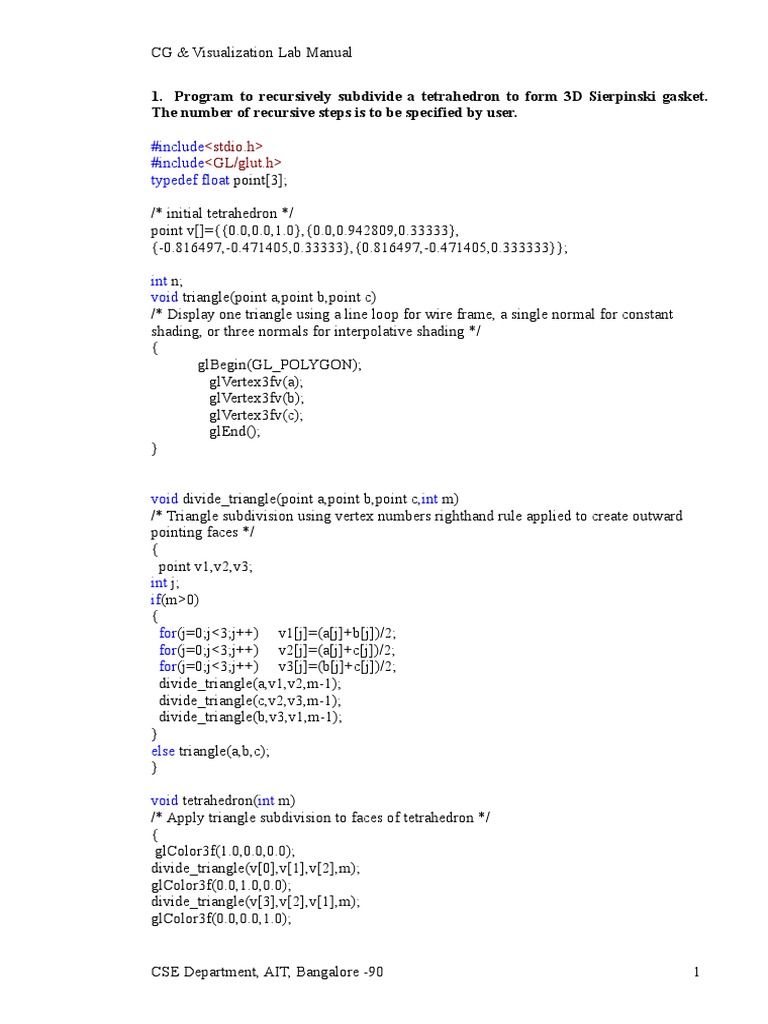 CG & V Labmanual | PDF | Areas Of Computer Science | Computer Programming