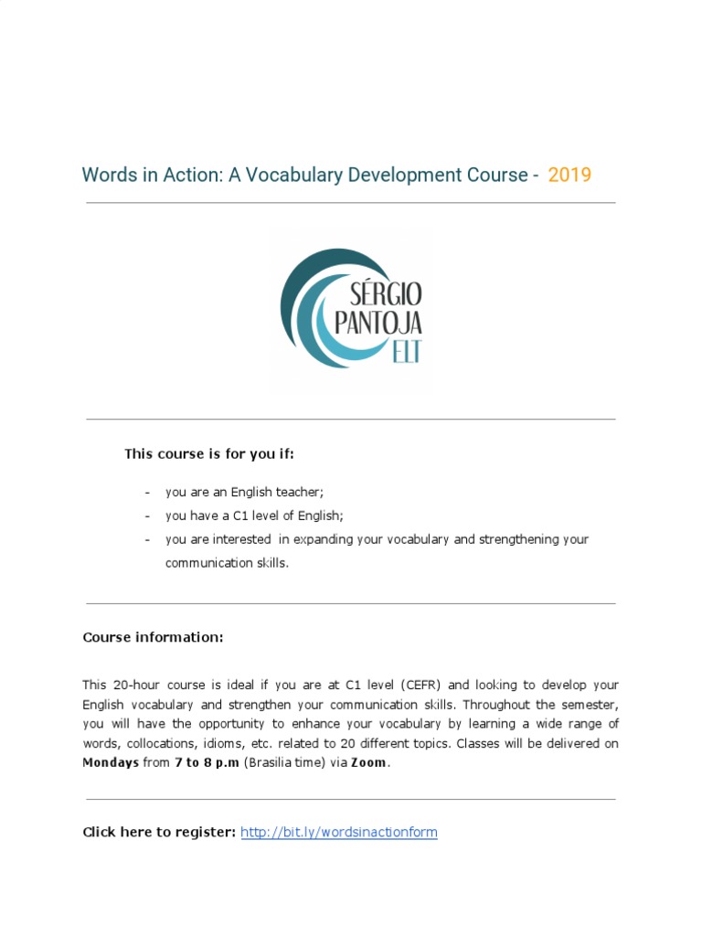 Words in Action: A Vocabulary Development Course PDF | Download Free ...