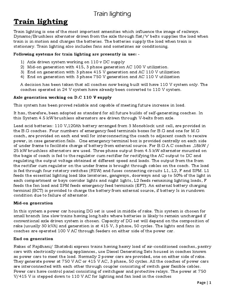Train Lighting | PDF | Battery Charger | Rectifier