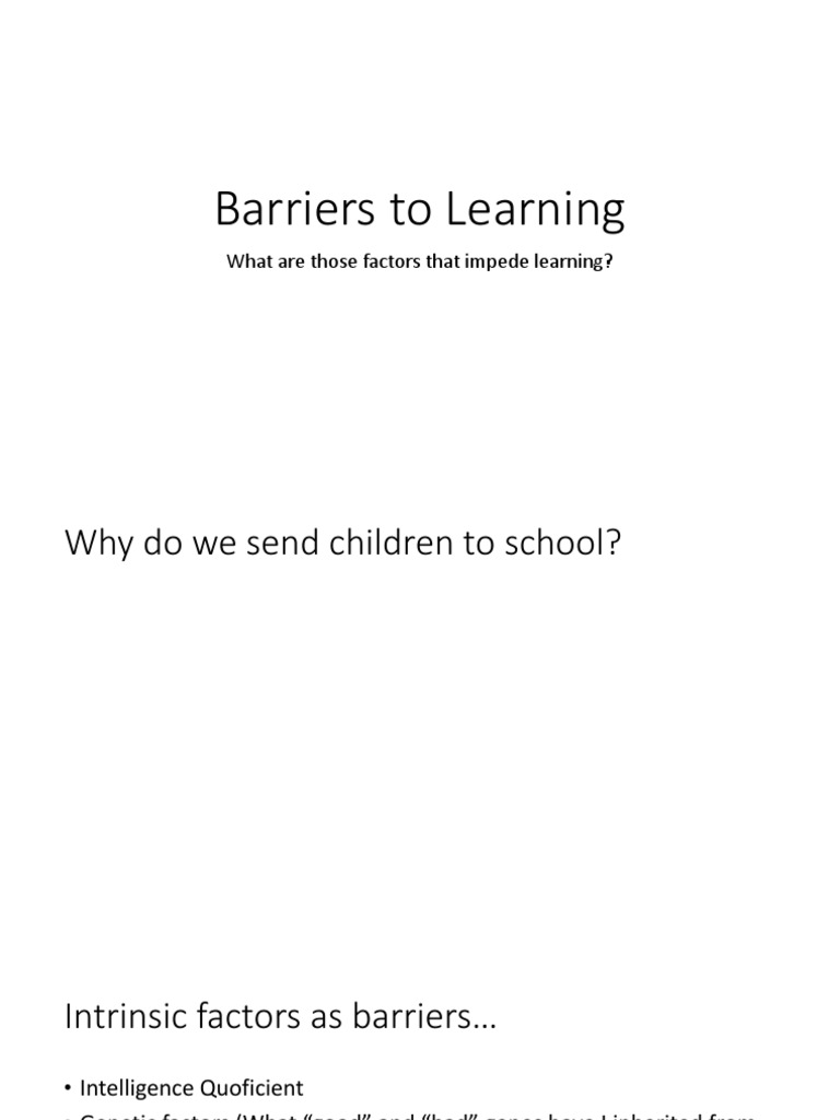 Understanding Barriers to Learning | PDF | Motivation | Motivational