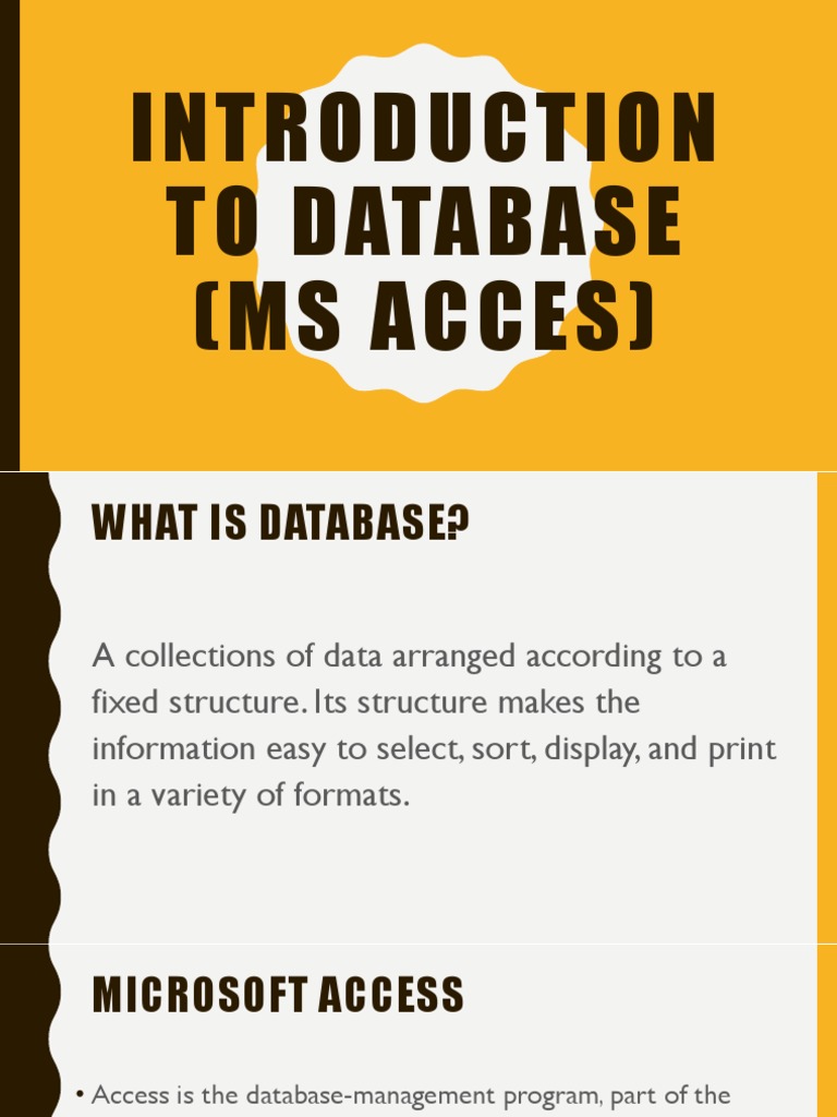 Introduction To Database Pdf Microsoft Access Visual Basic For Applications
