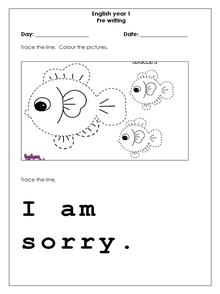 Year 1 Pre-Writing Practice Worksheet | PDF