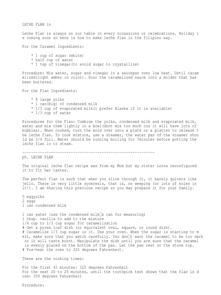 Leche Plan | PDF | Cookware And Bakeware | Food And Drink Preparation