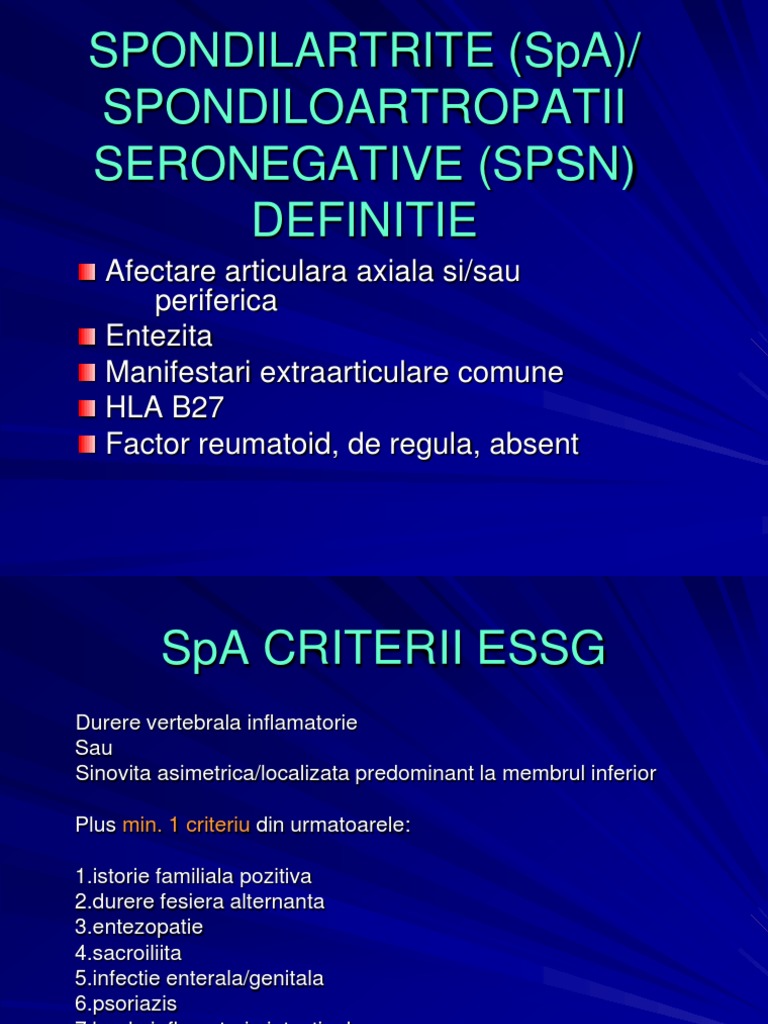 Spondilartrite (Spa) / Spondiloartropatii Seronegative (SPSN) Definitie ...