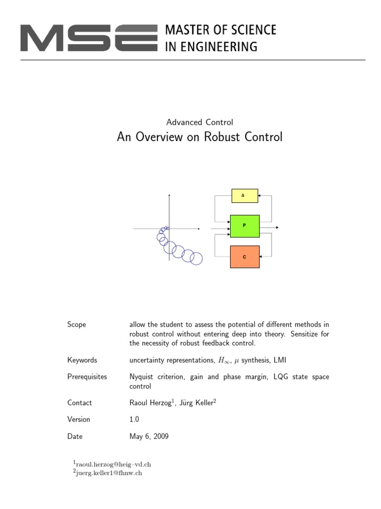 Advanced Control, An Overview On Robust Control | PDF | Control Theory ...