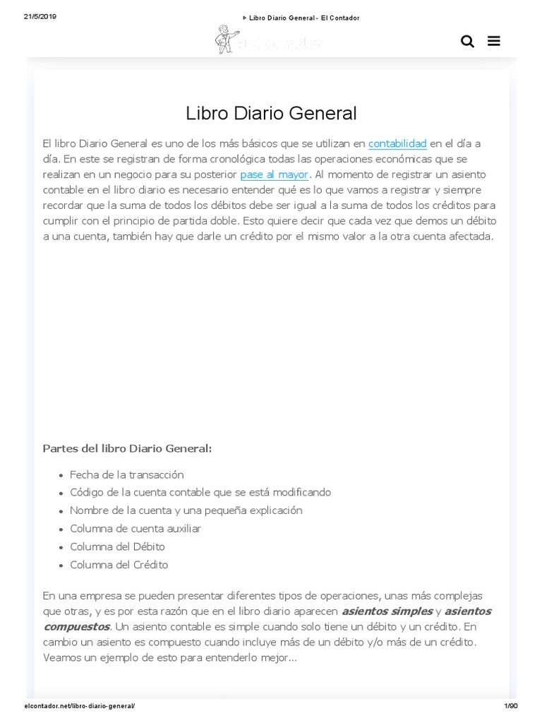 Libro Diario General - El Contador | PDF | Contabilidad | Servicios ...