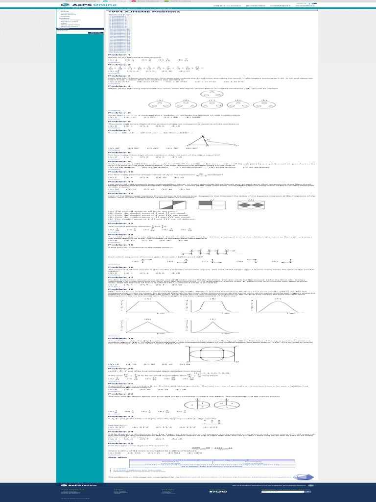 1994 Ajhsme Problems: Aops Wiki | PDF | Teaching Mathematics
