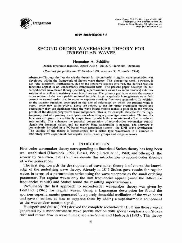 Schäffer - 1996 - Second-Order Wavemaker Theory For Irregular Waves ...