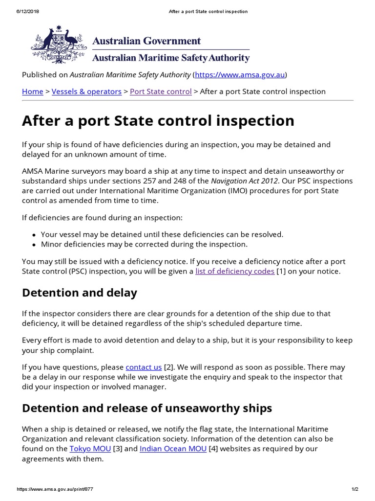 Procedures and Consequences of a Vessel Detention Following a Port ...