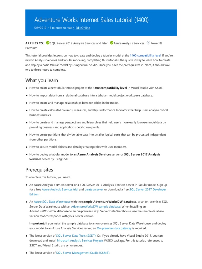 Tutorial Analysis Service Tabular Model | PDF | Microsoft Sql Server ...
