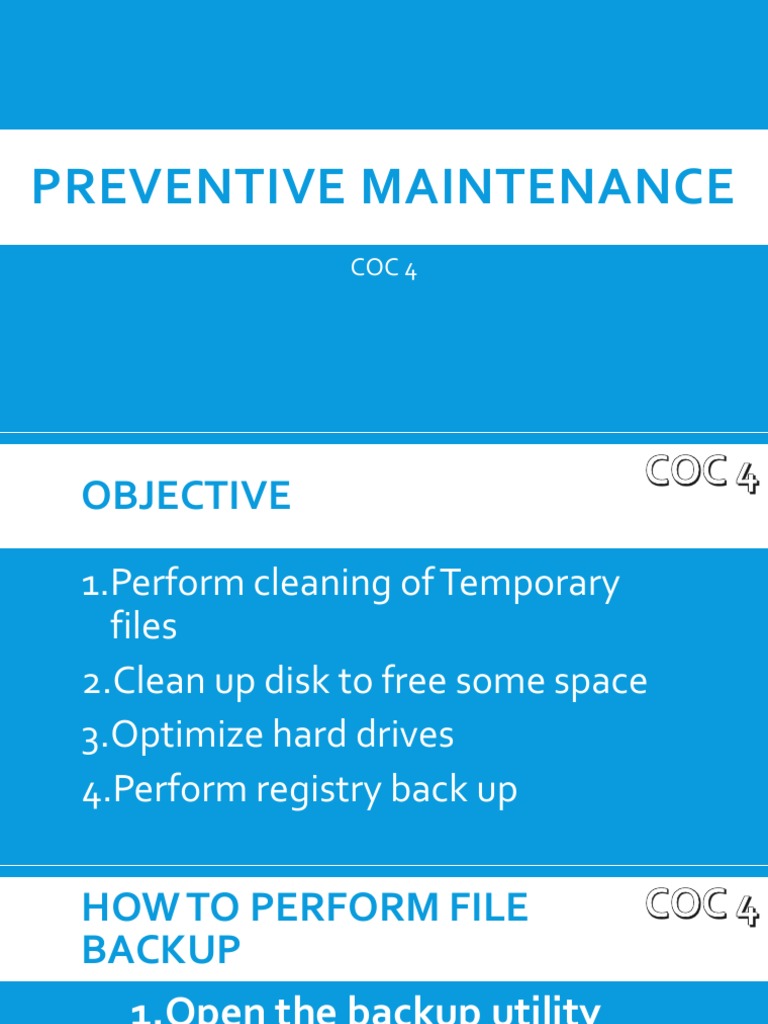 Preventive Maintenance COC 4 | PDF | Windows Registry | Information ...