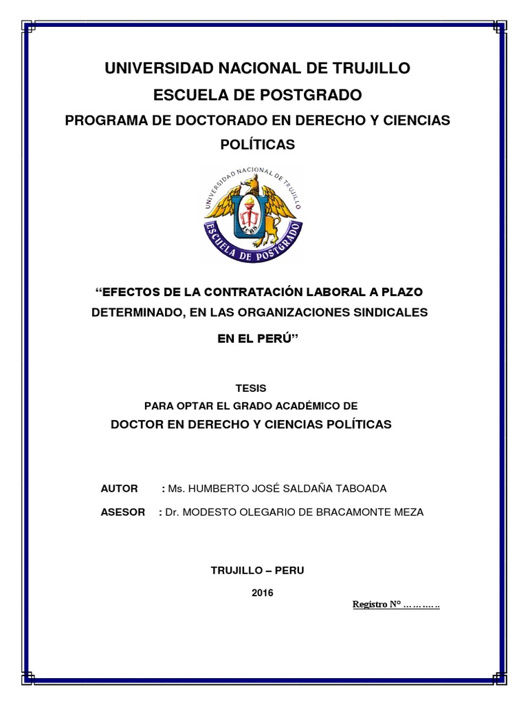 Tesis Doctoral - Humberto José Saldaña Taboada Expo | PDF | Derecho ...