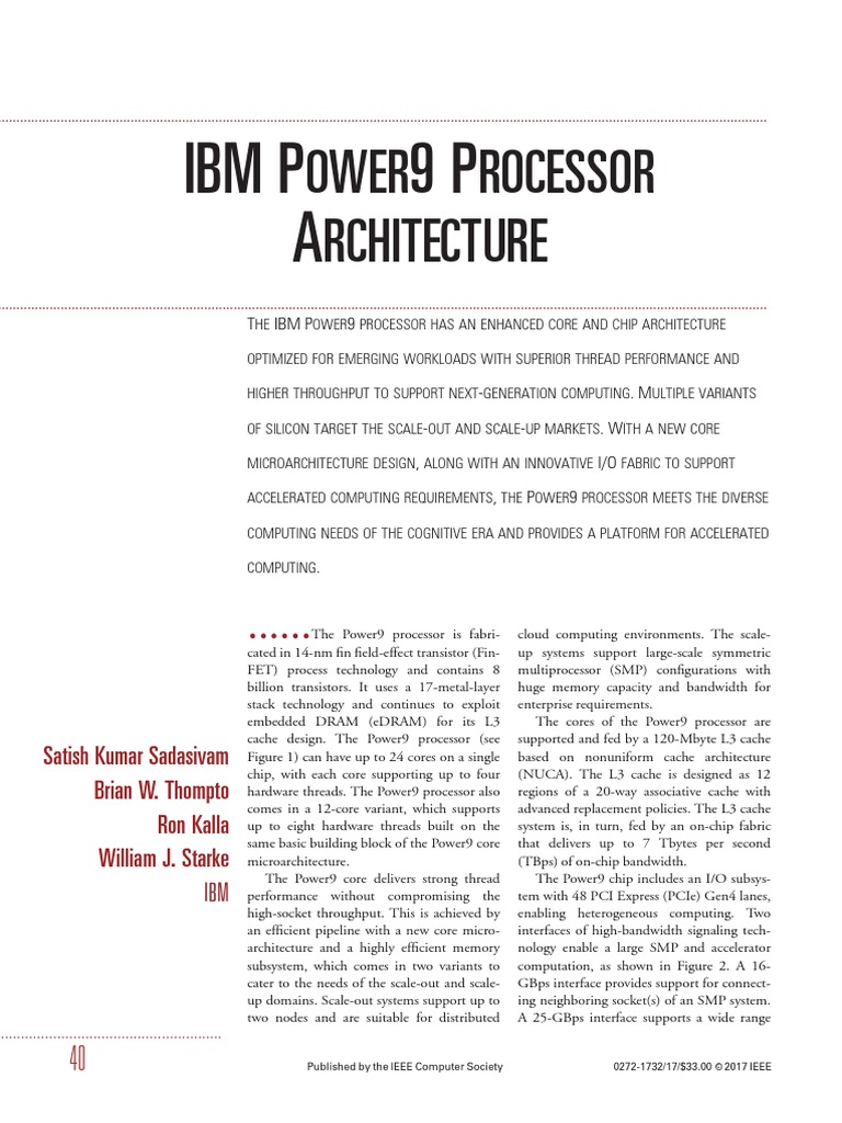 POWER9 Processor Architecture | PDF | Cpu Cache | Multi Core Processor