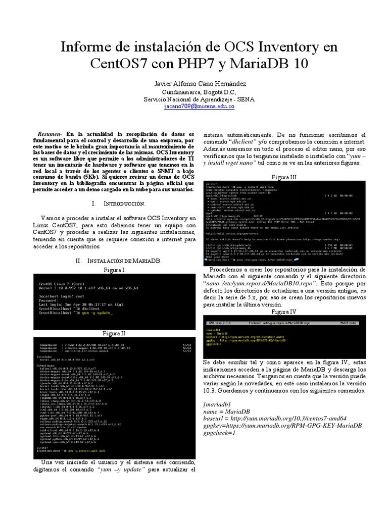 Informe de Instalación de OCS Inventory en CenTOS7 - Javier Cano GRD (1621560) | PDF | Servidor ...