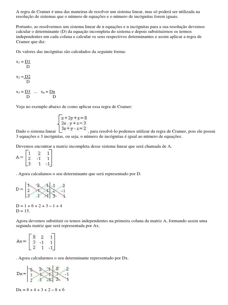 Regra de Cramer | Determinante | Matriz (Matemática)